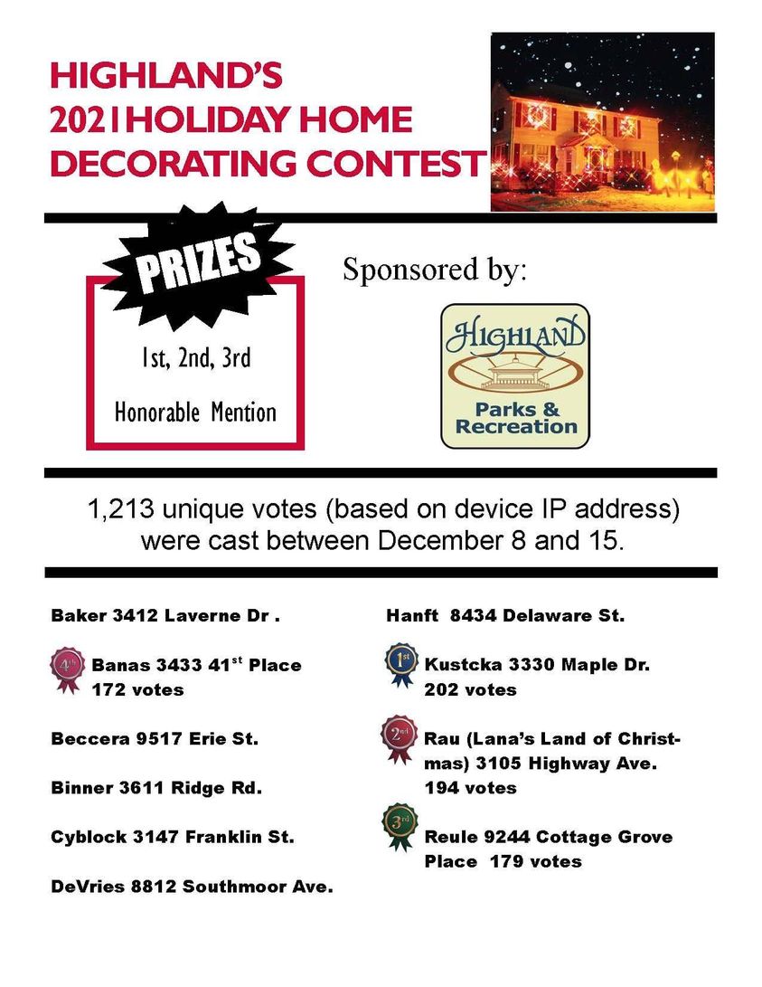 House Decorating Contest Winners | Highland Parks and Recreation